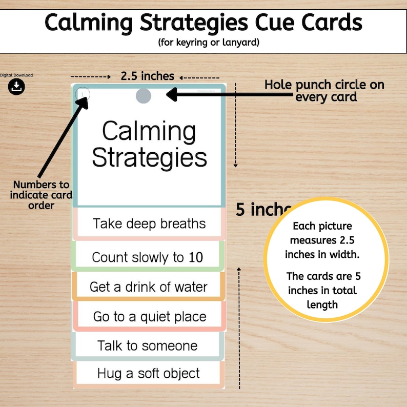 Printable Behavior Cue Cards: Calming Strategies, Classroom Management ...