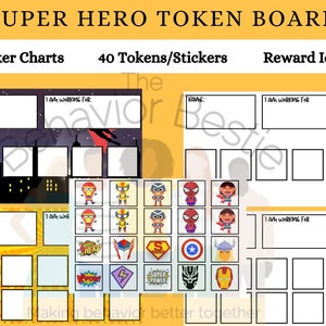 Superhero Reward Chart: Printable Behavior Token Board (digital ...