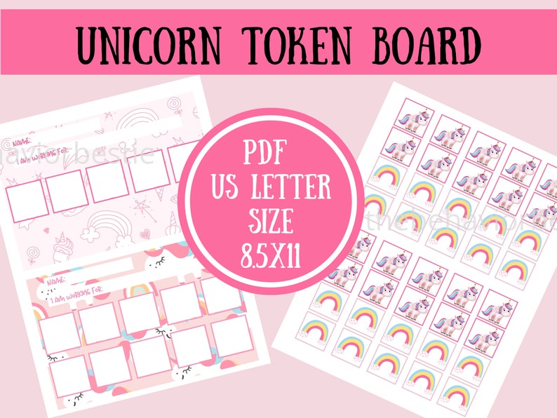 Unicorn Token Board/digital Reward Chart/instant Download - Etsy
