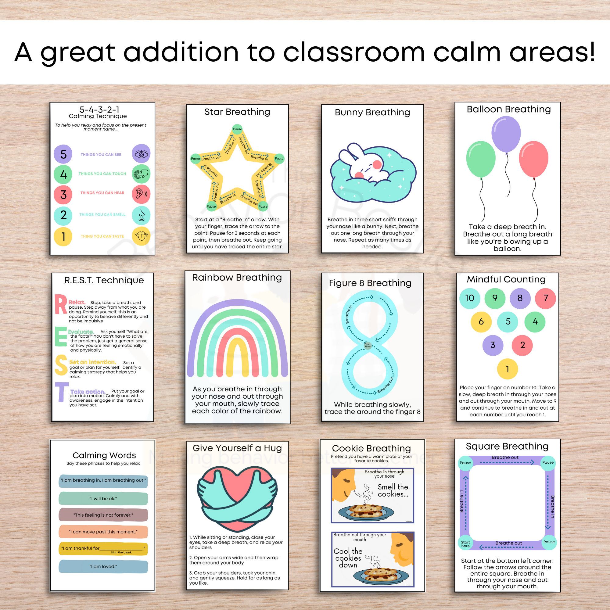 Emotional Regulation Cards for Kids, Anxiety Coping Cards, Self ...