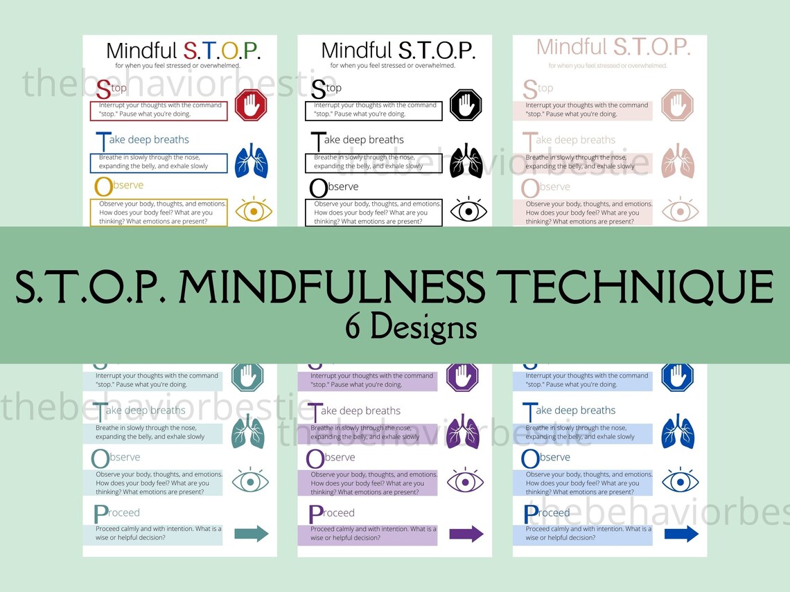 STOP Mindfulness Technique - Etsy