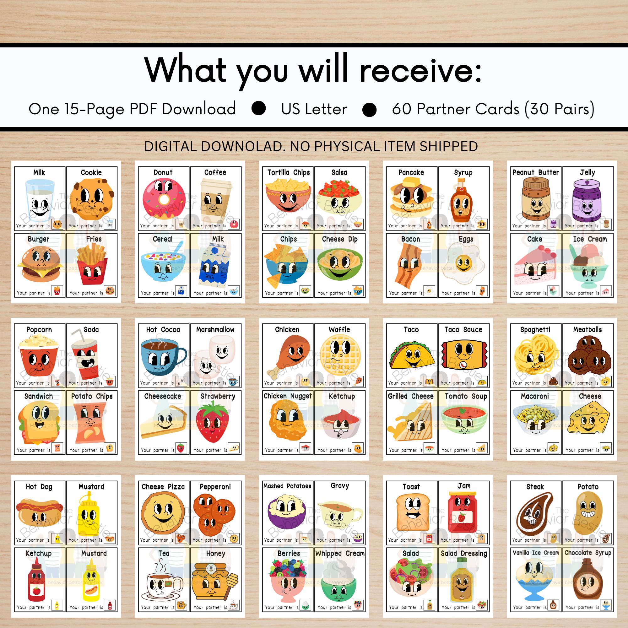 Food-themed Student Partner Cards: Classroom Pairing Activity (PDF ...
