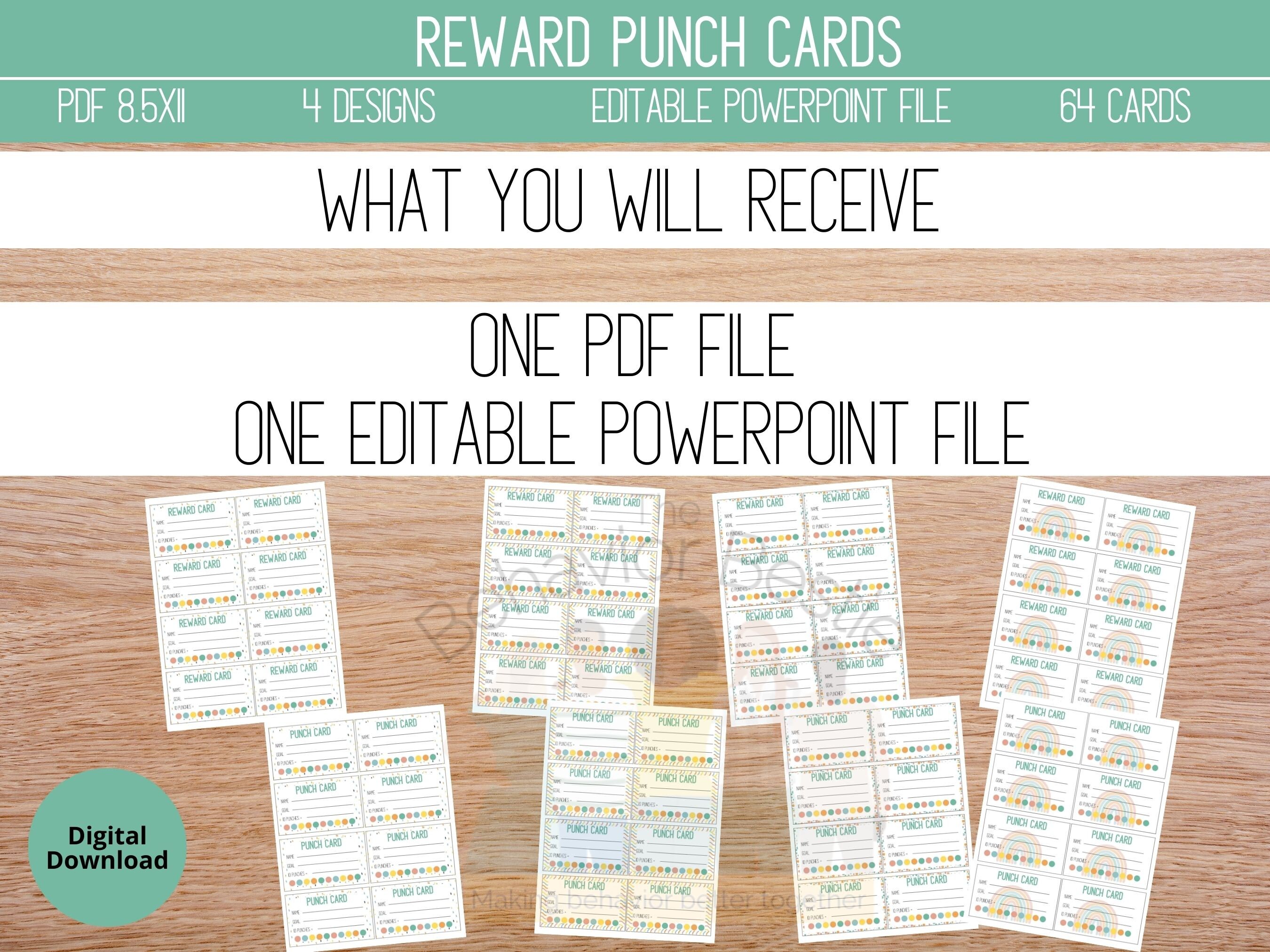 Editable Reward Punch Card: Classroom & Home Behavior (digital Download ...