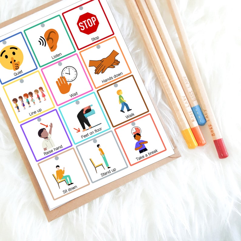 Behavior Cue Cards, Visual Cues for Kids, Printable Visual Behavior ...