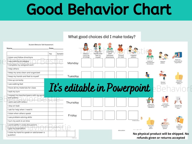 Good Behavior Chart Good Choices Chart Positive Behavior - Etsy