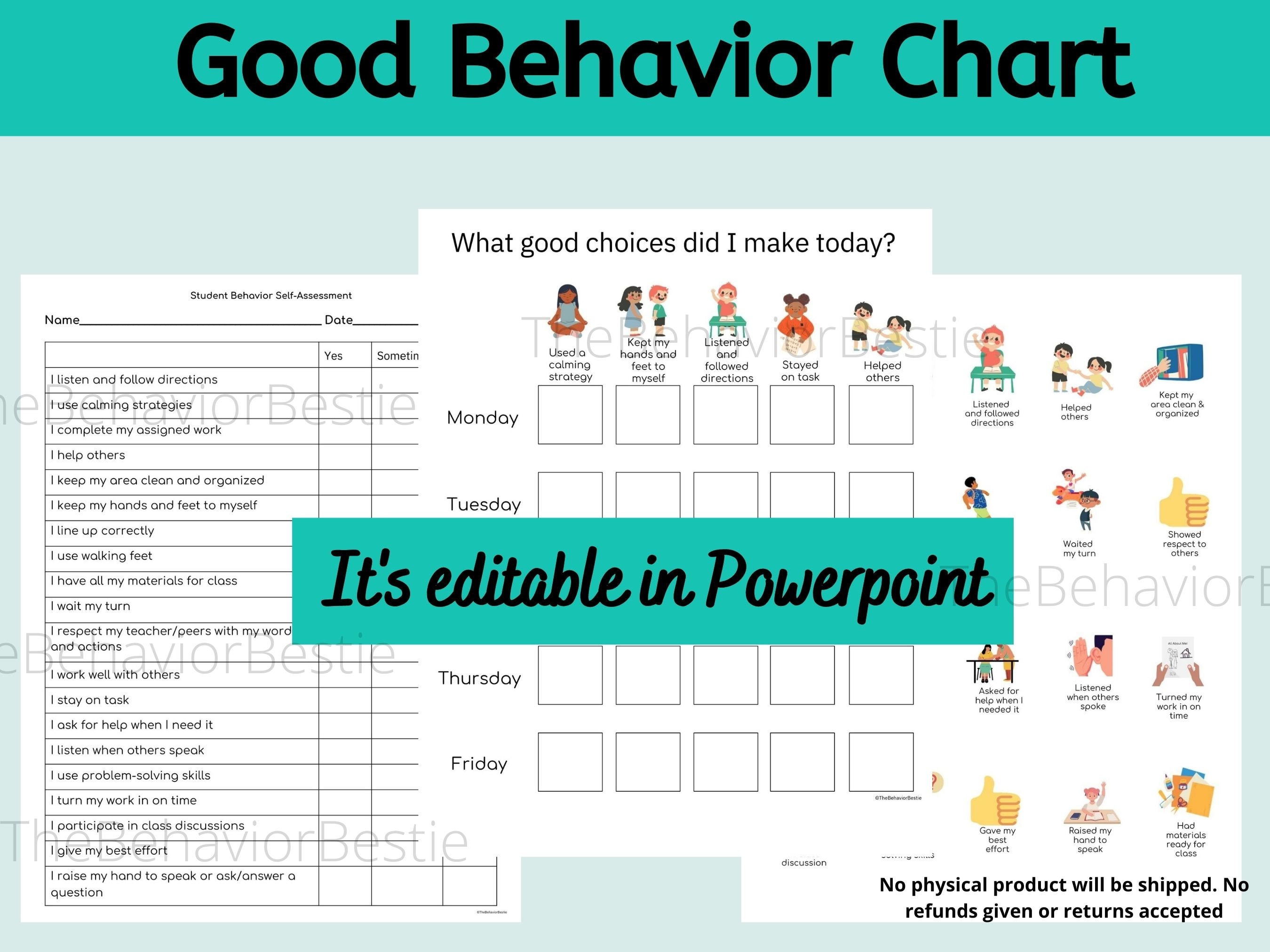 Good Behavior Chart Good Choices Chart Positive Behavior - Etsy Canada