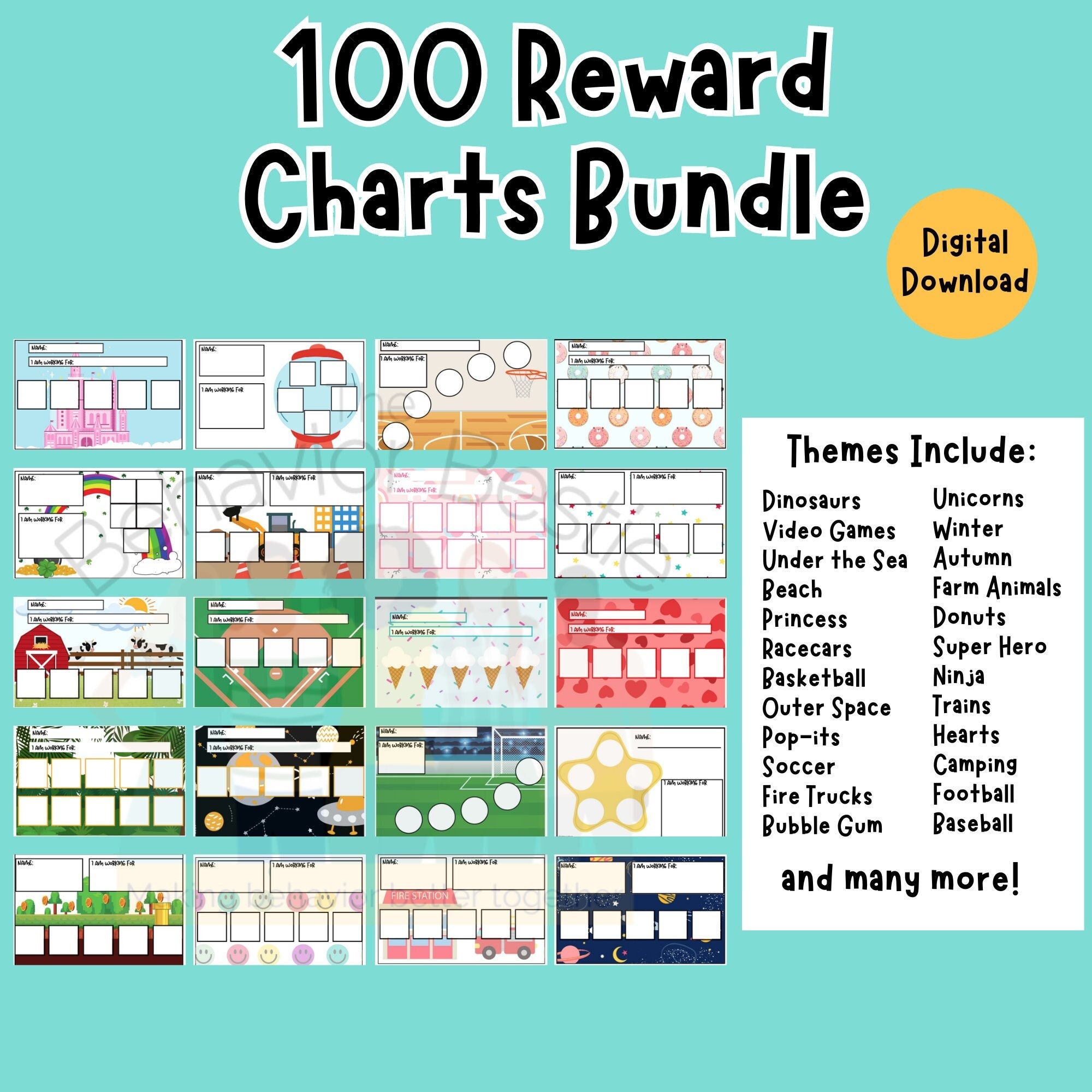 100 Token Boards Bundle | 100 Reward Charts Bundle | Good Behavior ...