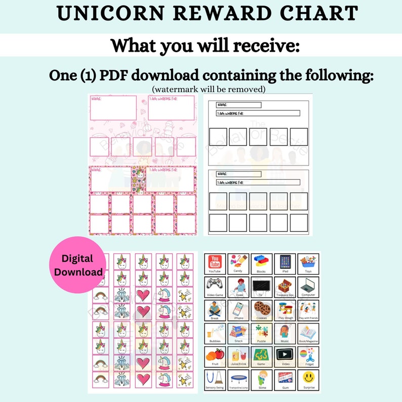 Unicorn Reward Chart, Unicorn Behavior Chart, Printable Reward Chart ... Unicorn Reward Chart, Unicorn Behavior Chart, Printable Reward Chart ...