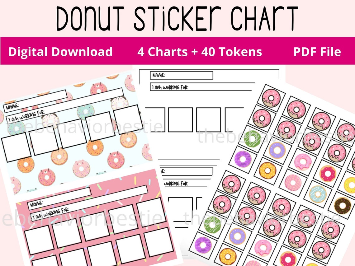 Donut Reward Chart Digital Behavior Chart Donut Sticker Chart Donut ...