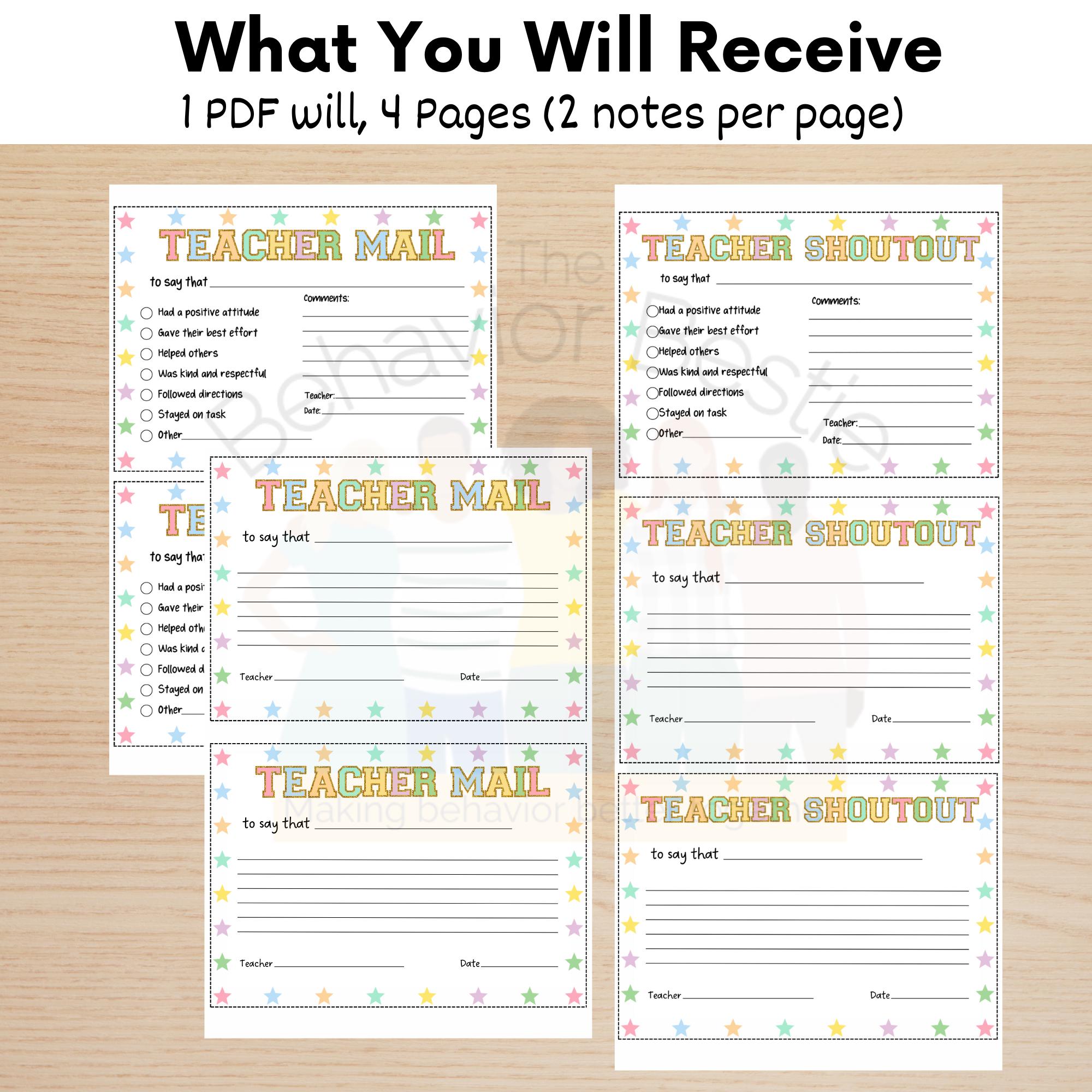 Positive Teacher Notes: Student Praise Cards (digital Download) - Etsy