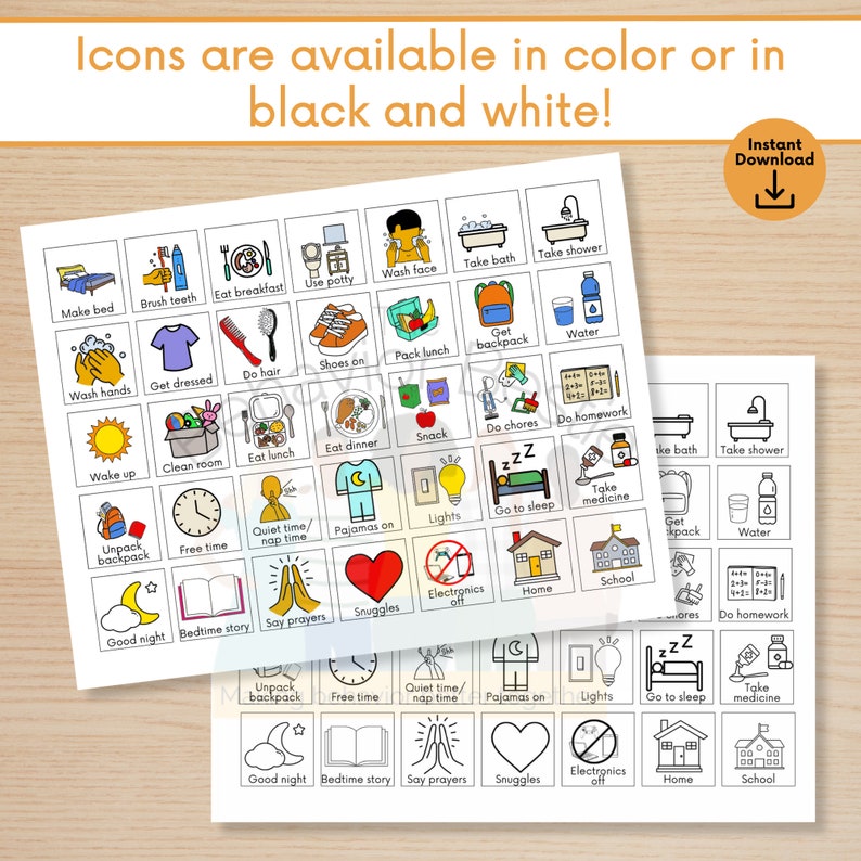 Kids Daily Schedule: Visual Routine Chart With Icons (digital Download ...