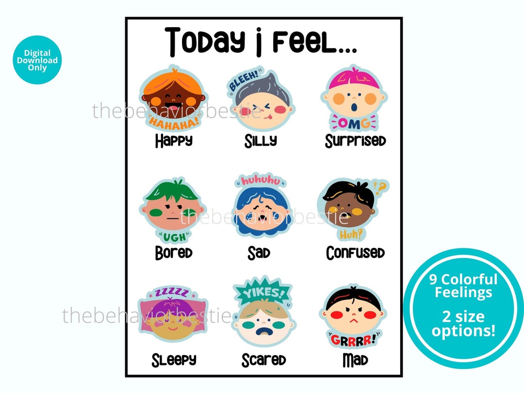 Printable Feelings Chart: Diverse Emotions, Social Learning (digital ...