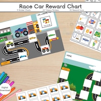 Race Car Themed Sticker Reward Chart - Printable Track for Motivation ...