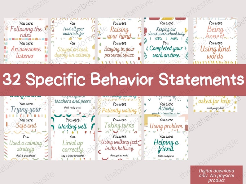 Boho Theme Positive Praise Cards Behavior Specific Praise Cards ...