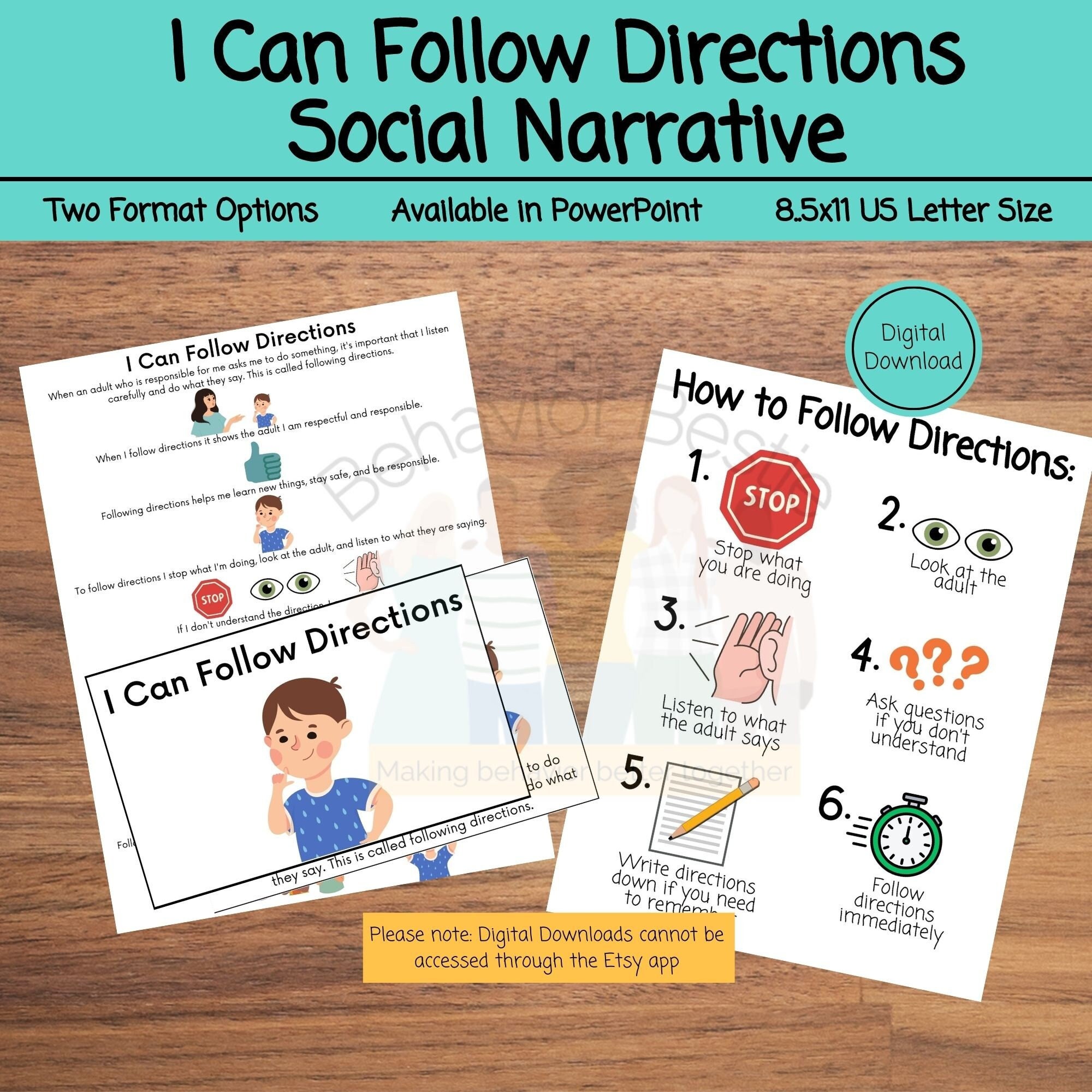 I Can Follow Directions Social Narrative: Kids Social Skills (digital ...