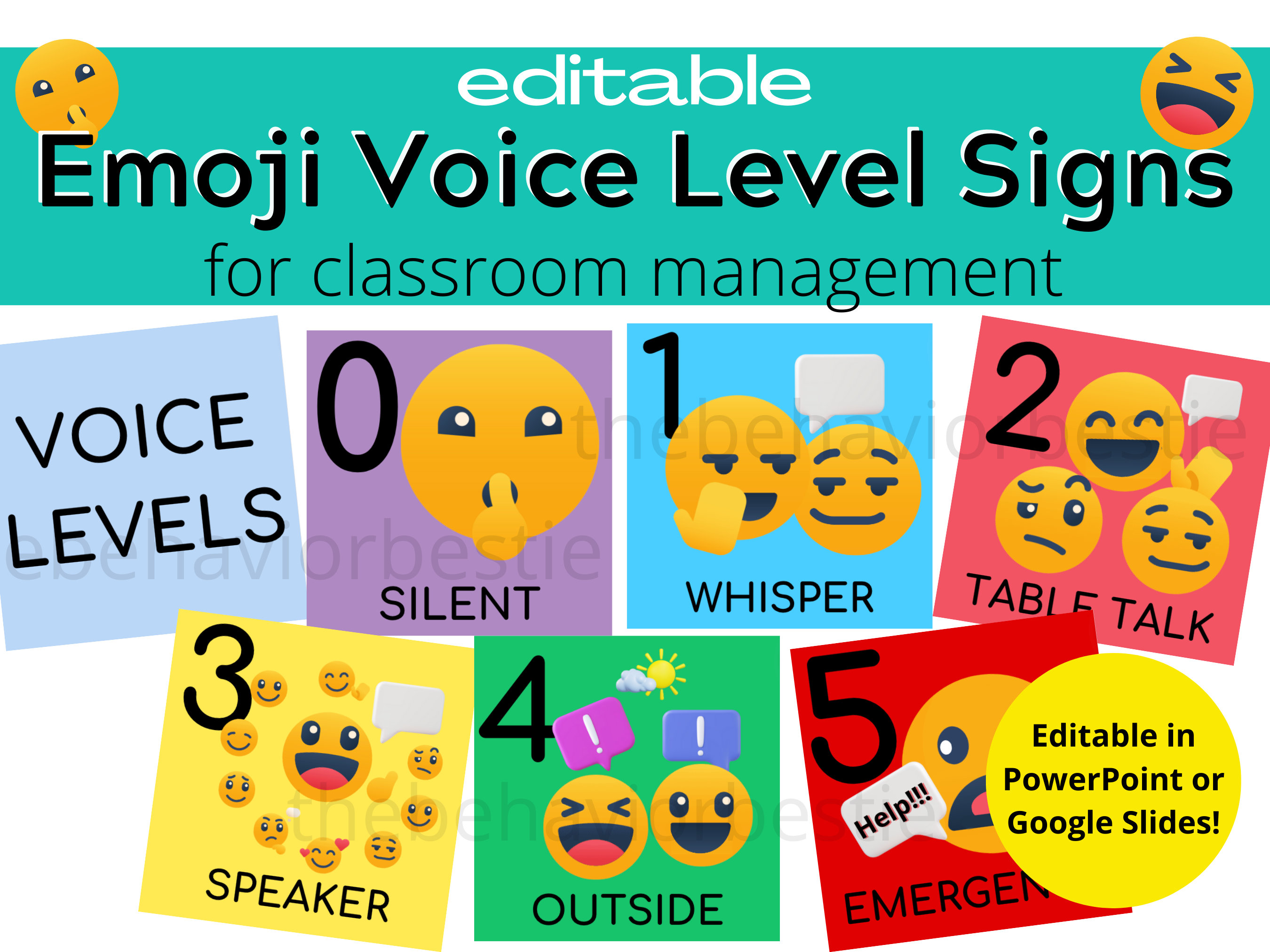 Emoji Voice Level Signs for Classroom Classroom Voice Levels Voice ...