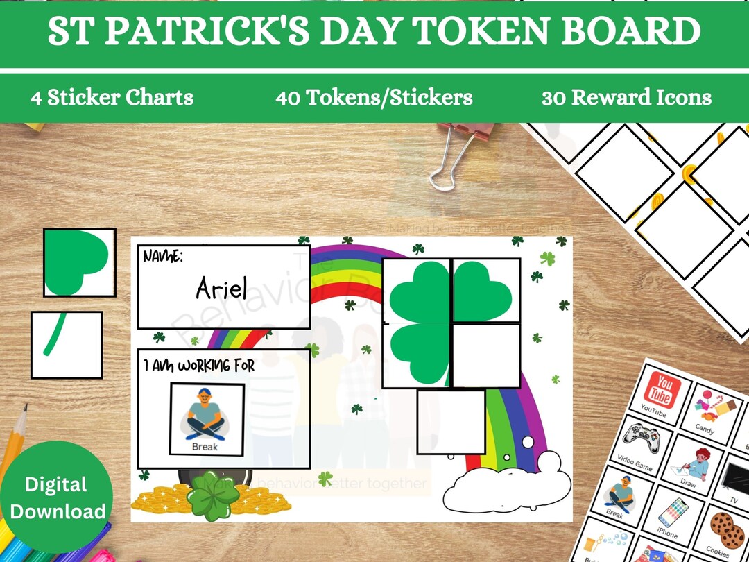 St. Patrick's Day Token Board | Positive Behavior Chart | Visual ...