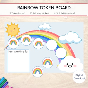 Rainbow Token Board, Rainbow Reward Chart for Kids, Autism Visual ...