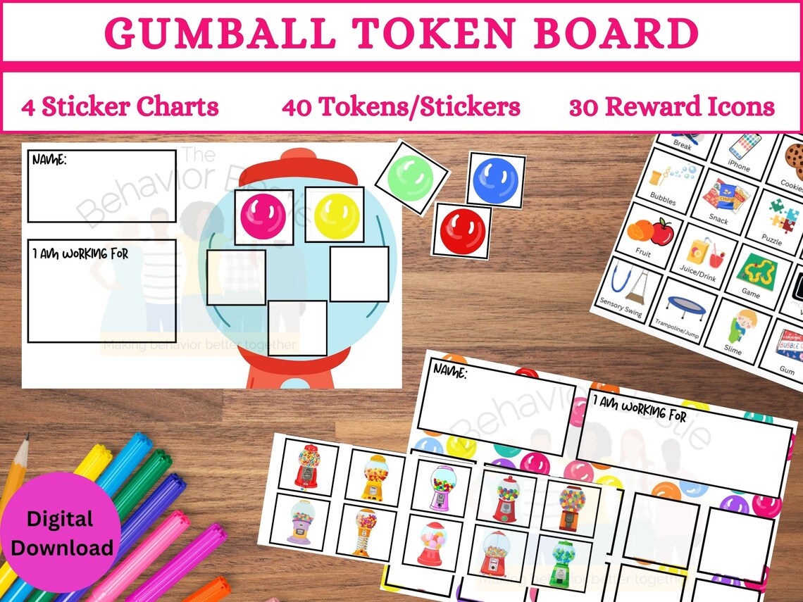 Gumball Sticker Chart Gumball Token Board Positive Behavior Chart ...