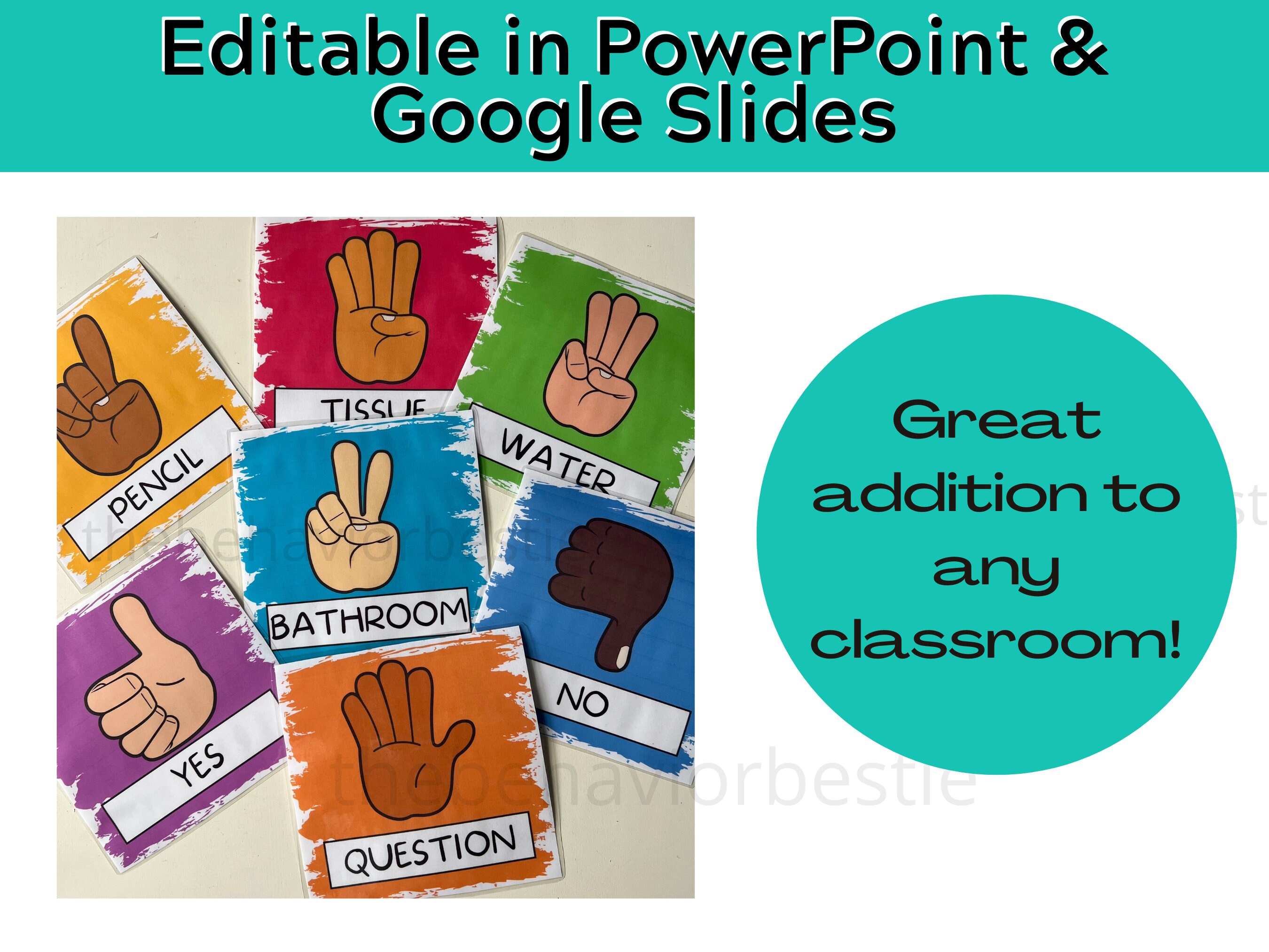 Editable Classroom Hand Signal Signs: Management Tools (powerpoint) - Etsy