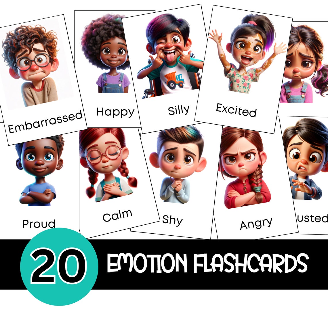 Emotion Flashcards for Kids, Montessori Feelings Cards, Feelings Cards ...