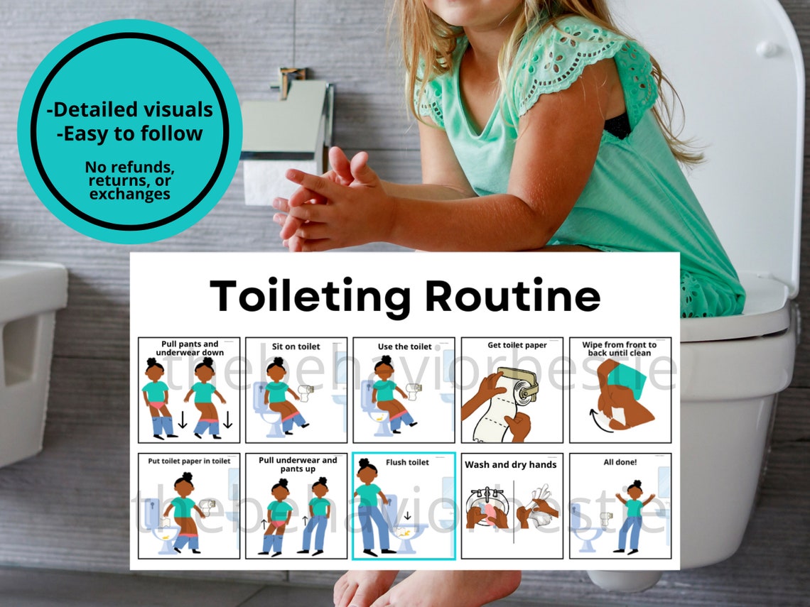 Printable Girl Potty Routine Visual Toileting Routine Bathroom Visual ...