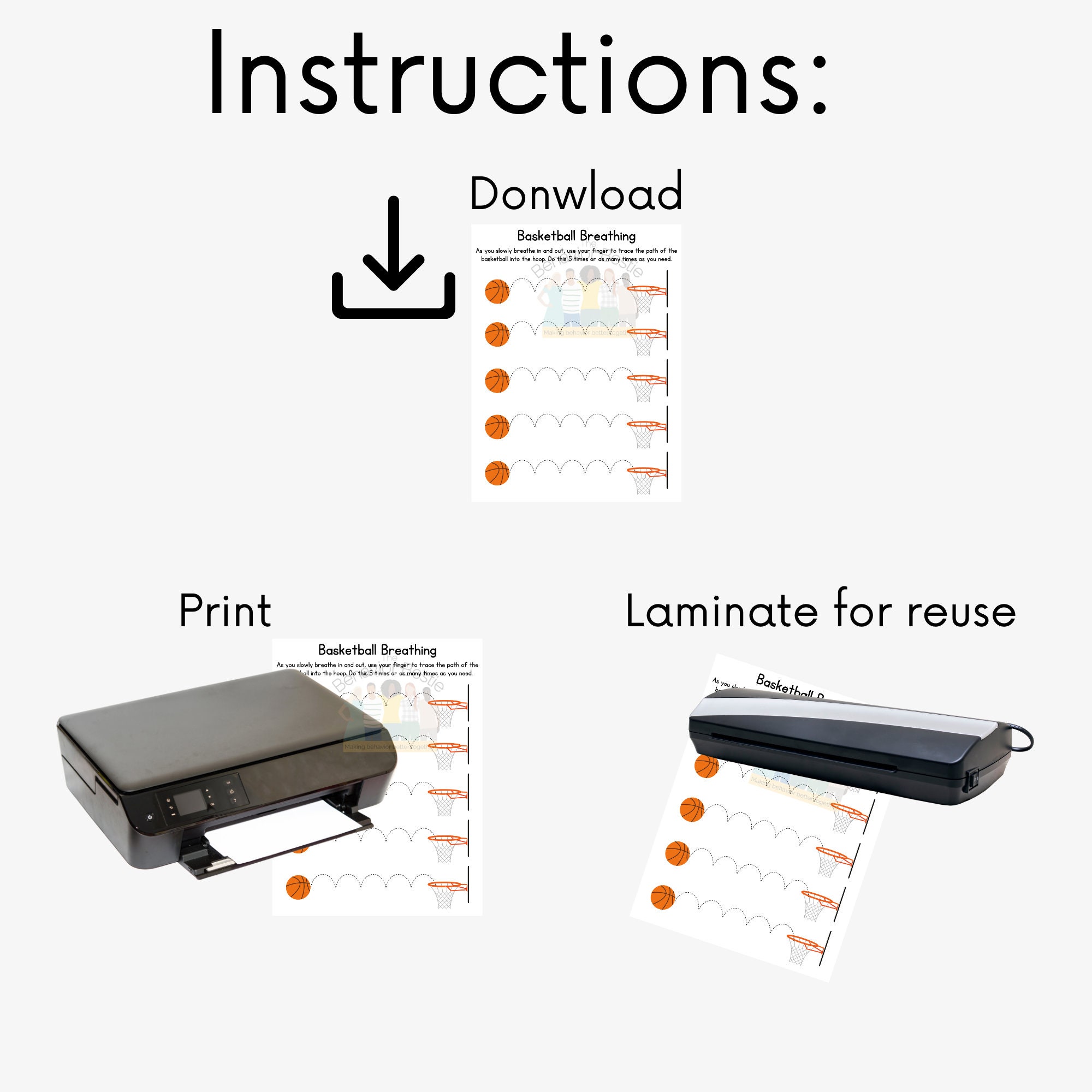 Basketball Breathing Strategy, Calm Down Corner Exercise, Calming ...