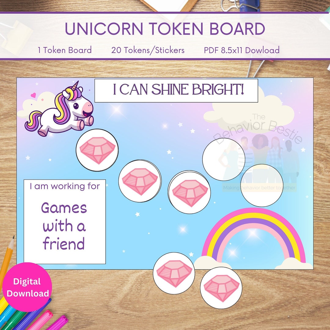 Unicorn Reward Chart: Pink Jewel Token Board (PDF) - Etsy
