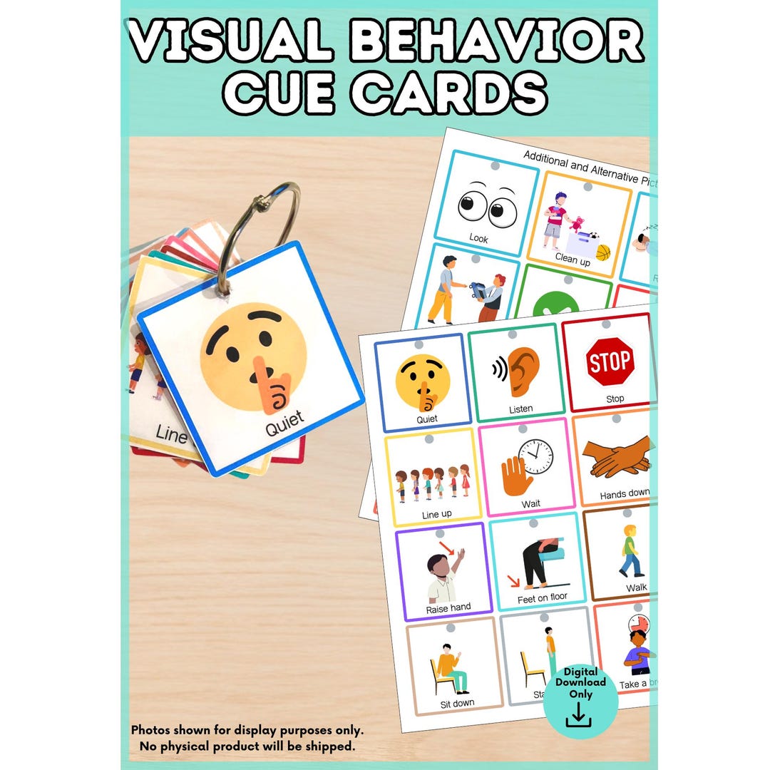 Visual Behavior Cue Cards for Kids: Classroom Management (digital ...