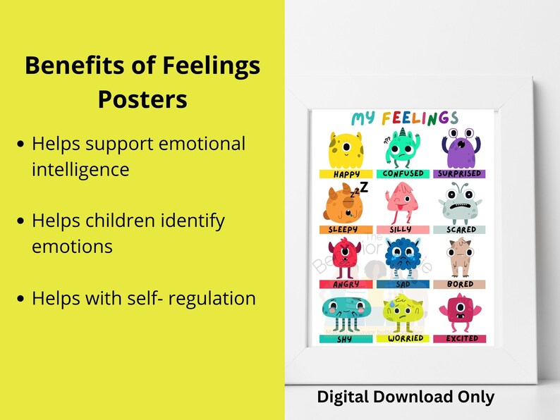 Cute Monster Feelings Chart | Printable Emotions Chart | Cute Monster ...