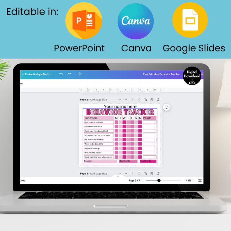 Editable Kids Behavior Chart: Reward Tracker (digital Download) - Etsy