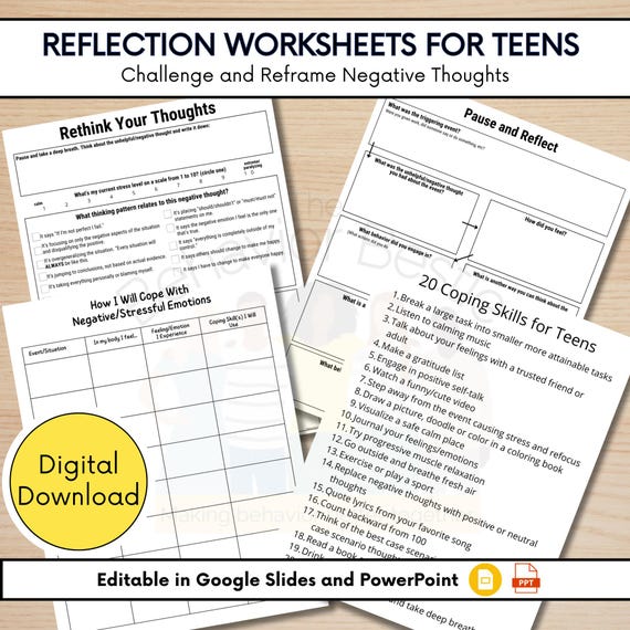 Behavior Reflection Worksheet For Middle School