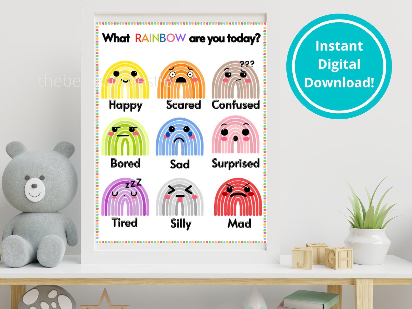 Rainbow Feelings Chart: Social Emotional Learning (PDF) - Etsy