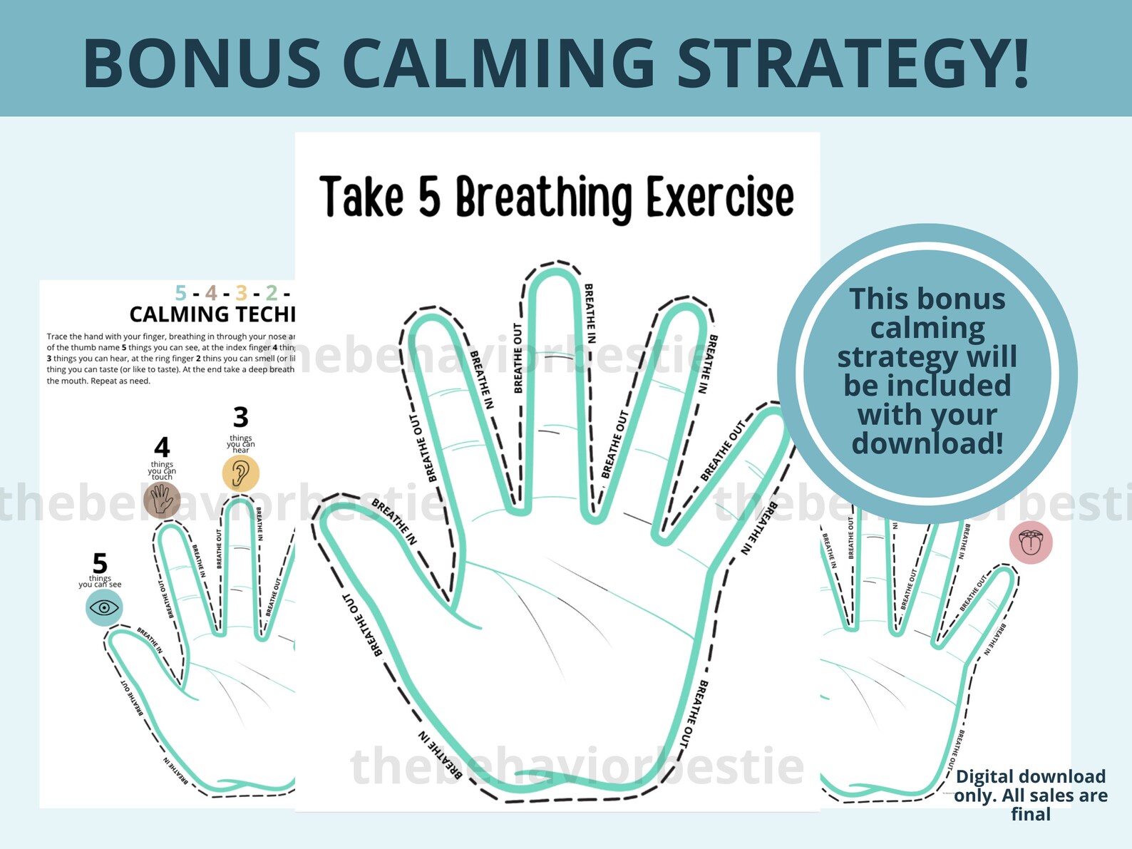 Calming Breathing Exercises Take 5 Breathing Mindfulness - Etsy