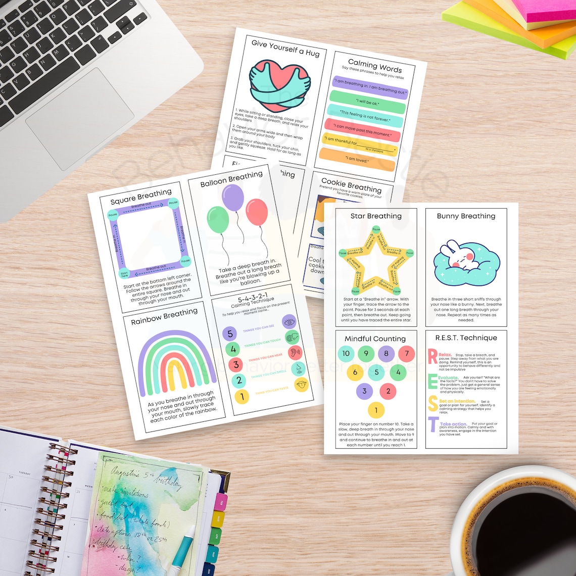 Emotional Regulation Cards for Kids, Anxiety Coping Cards, Self ...