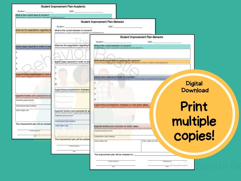 Editable Student Behavior Plan Template (digital Download) - Etsy