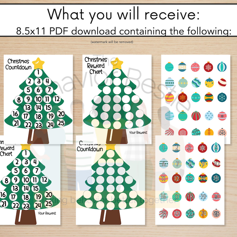 Christmas Reward Chart, Christmas Countdown Printable, Holiday Behavior ...