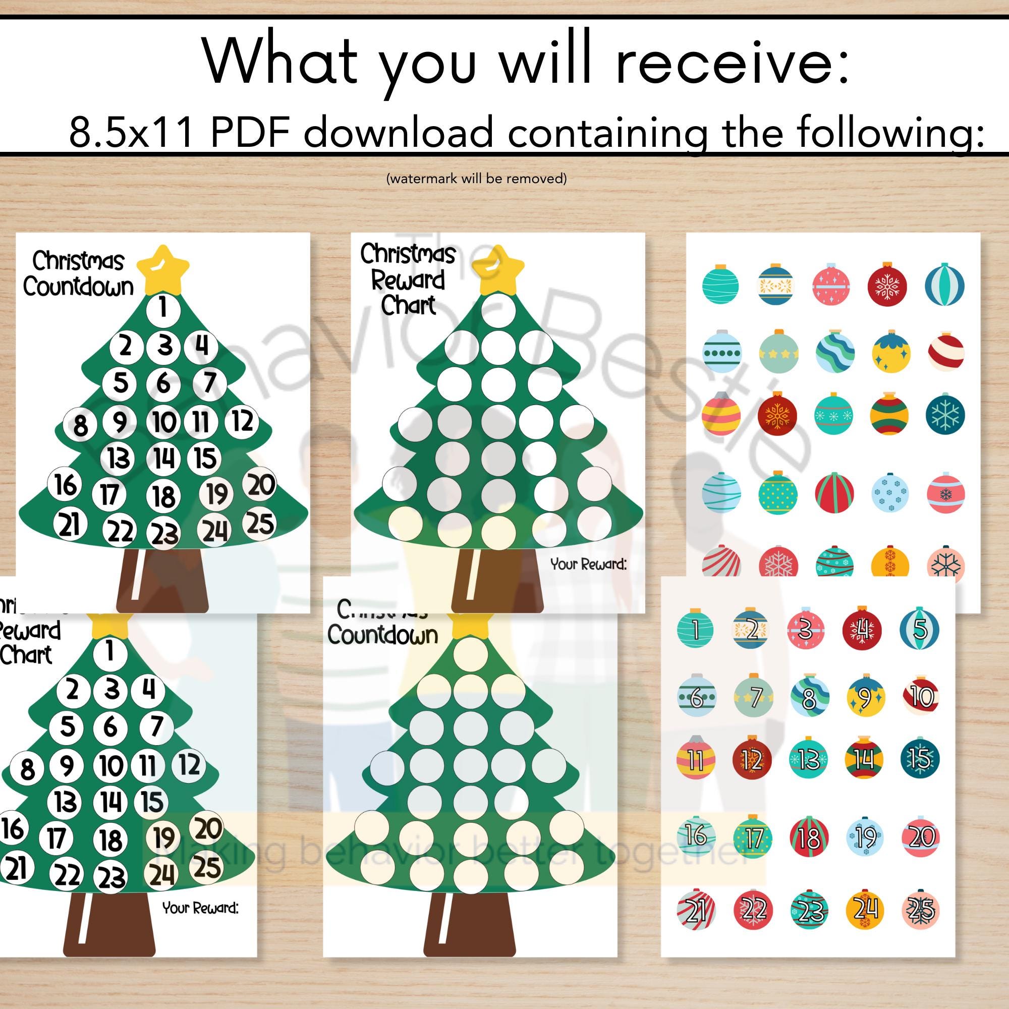 Christmas Reward Chart, Christmas Countdown Printable, Holiday Behavior ...