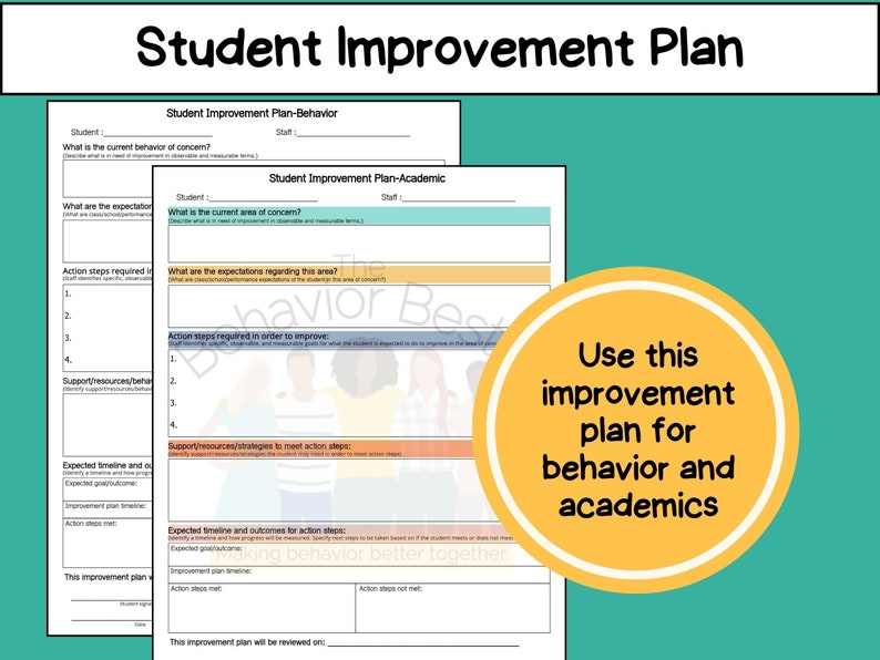 Student Improvement Plan | Student Behavior Plan | Behavior Plan | Behavior Support Plan ...