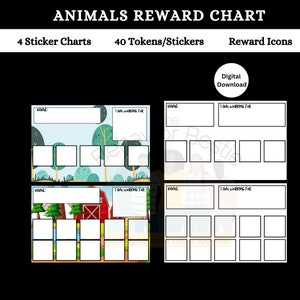 Reward Chart Animal Theme, Kids Behavior Chart, Token Boards for Kids ...