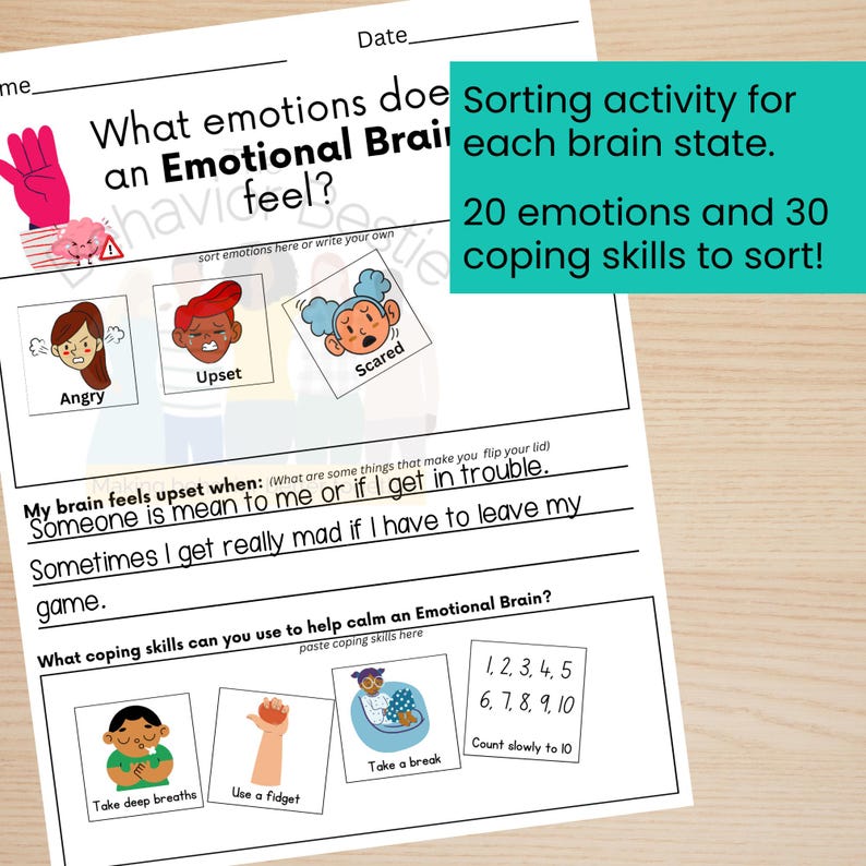 Kids Feelings Poster, Hand Brain Model Printable, Calm Corner Wall Art ...