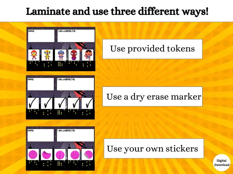 Superhero Reward Chart: Printable Behavior Token Board (digital ...