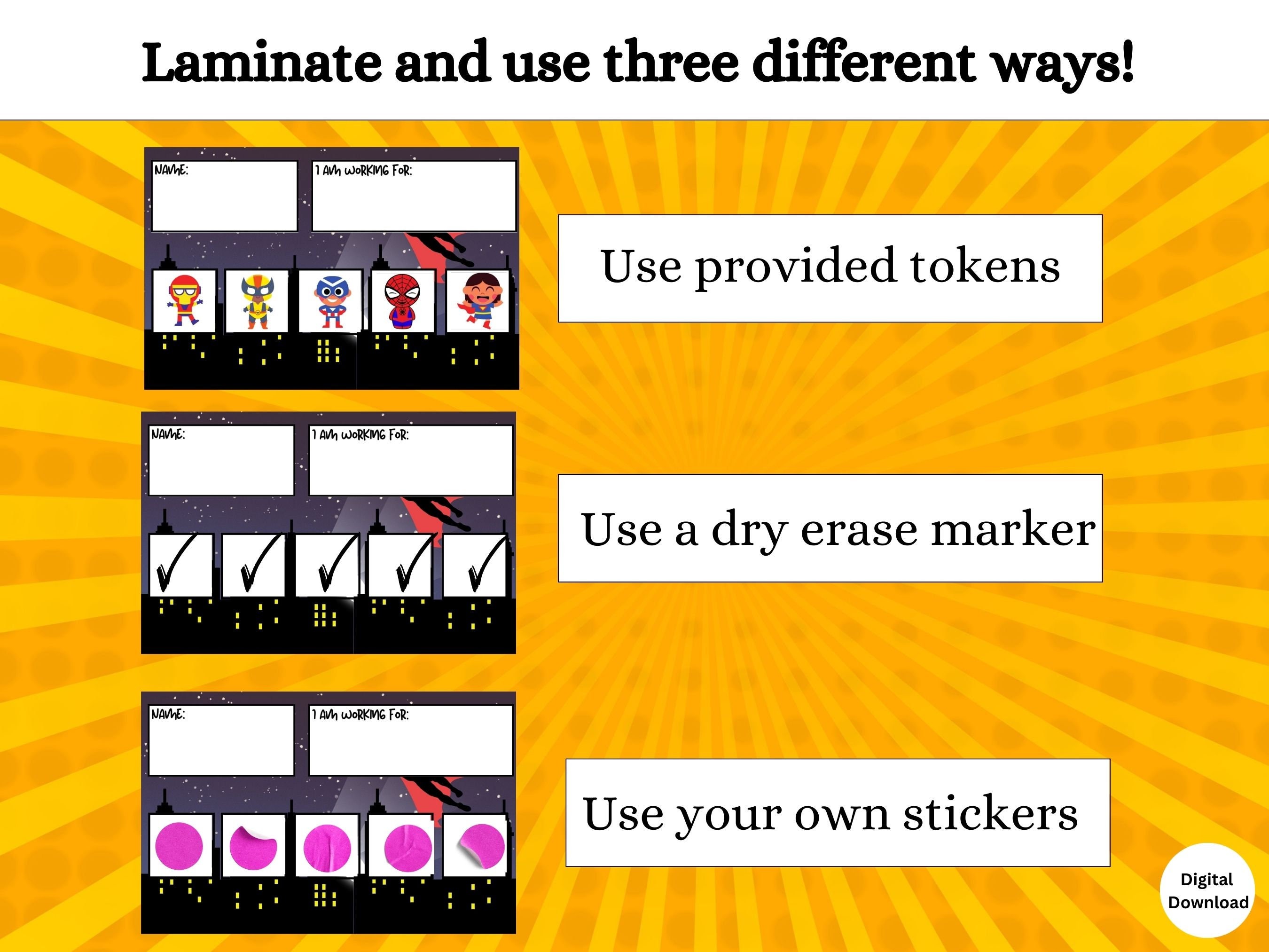 Superhero Reward Chart: Printable Behavior Token Board (digital ...