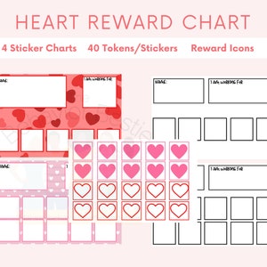 Heart Reward Chart, Valentine's Day Token Board for Kids, Positve ...
