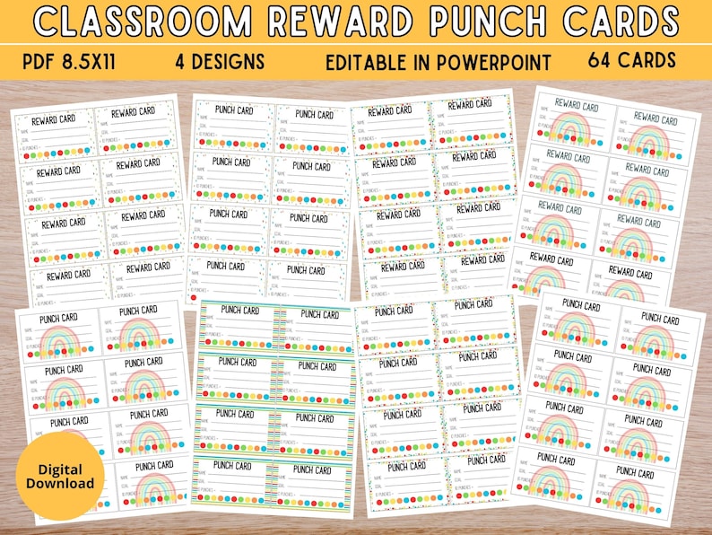 Editable Classroom Reward Punch Card: Positive Behavior (digital ...