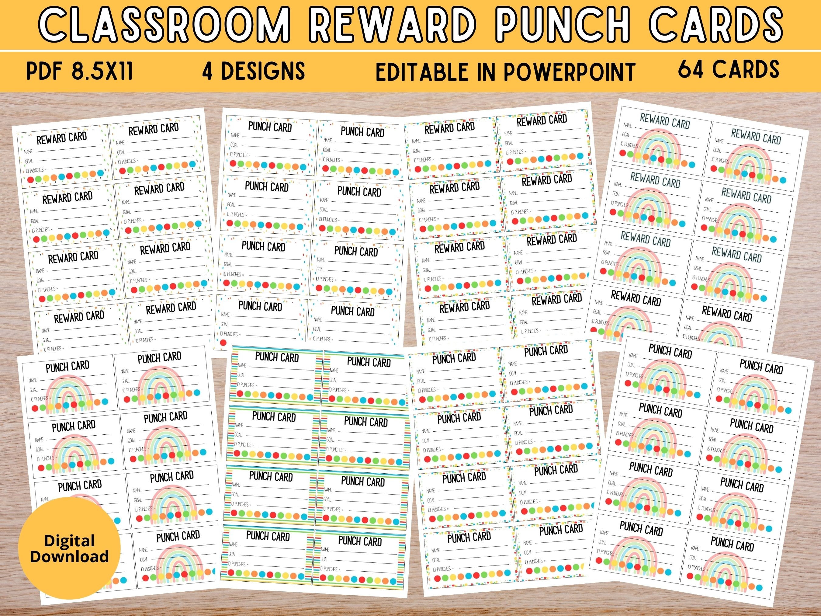 Editable Classroom Reward Punch Card: Positive Behavior (digital ...