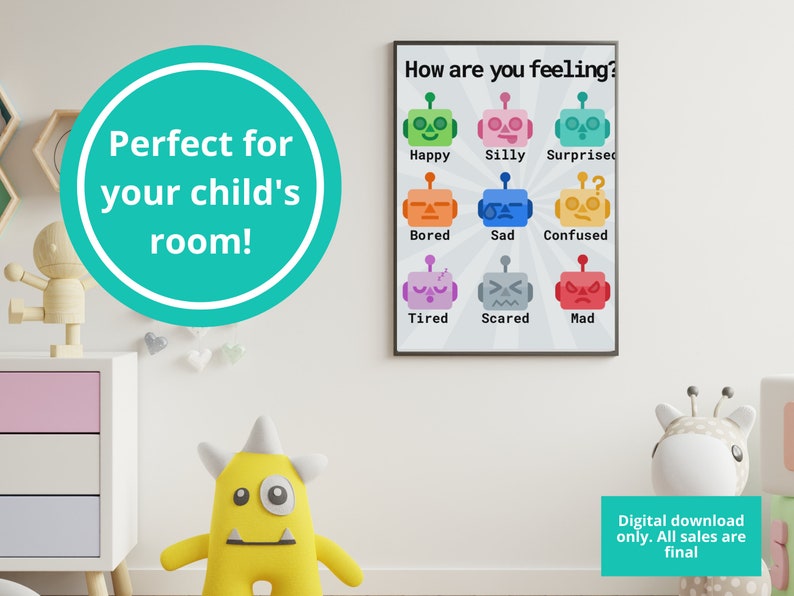 Robots Feelings Chart Printable Emotions Chart Robot Emotions Chart ...