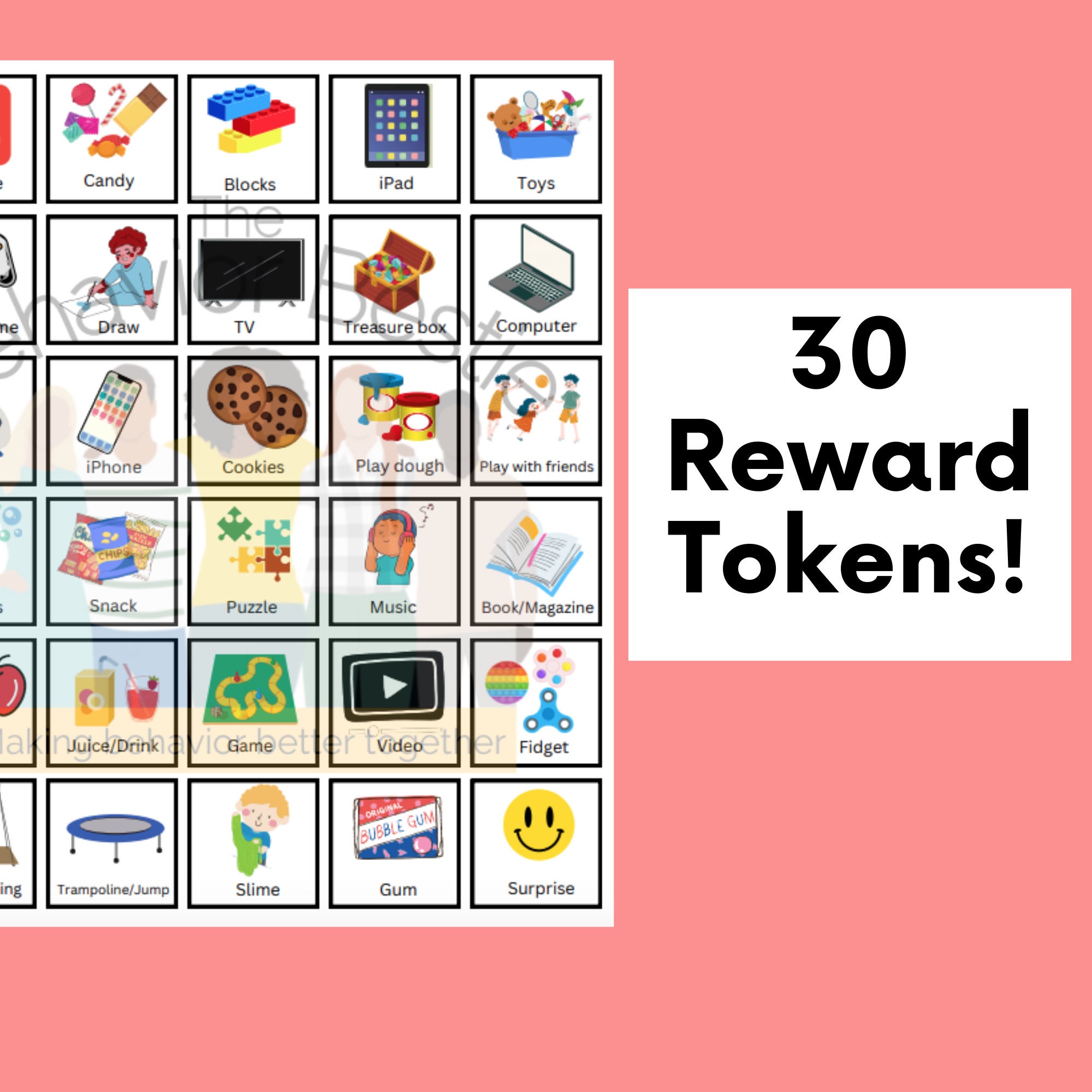 Heart Reward Chart, Valentine's Day Token Board for Kids, Positve ...