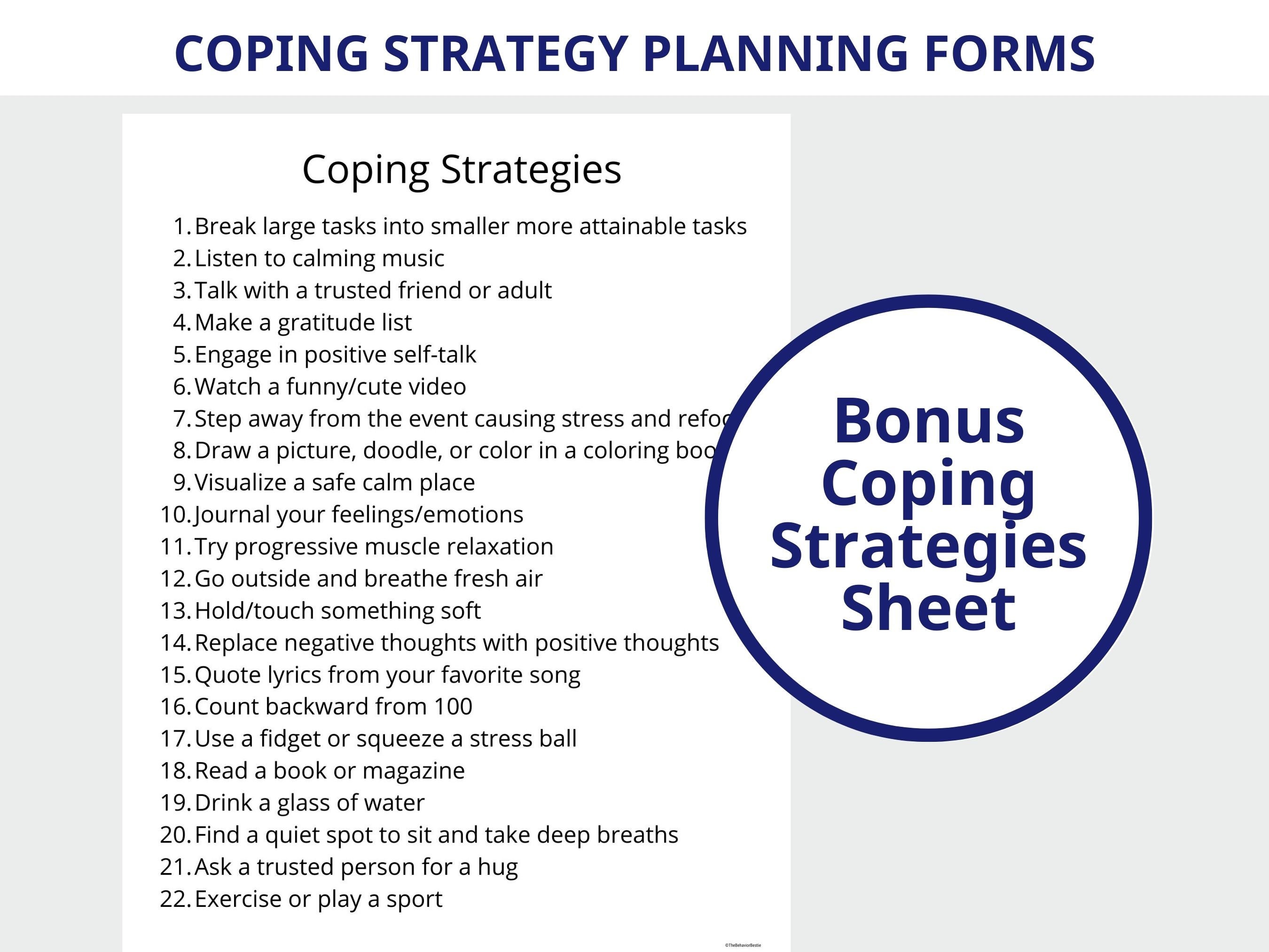 Coping Skills Worksheet: Strategies Planning Form (digital Download) - Etsy