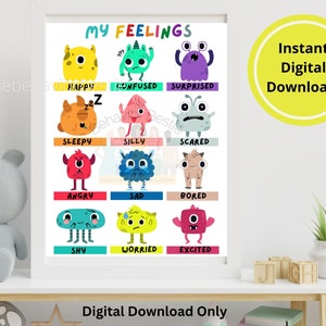 Monster Feelings Chart | Printable Emotions Poster (digital Download ...